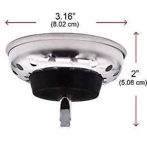 Westbrass D214S-2P-62 3-1/2" Standard Stainless Steel Post Style Large Kitchen Sink Basket Strainer Drain Stopper, 2 Pack, Matte Black