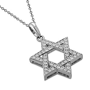 My Daily Styles 925 Sterling Silver Jewish Star of David White CZ Pendant Necklace