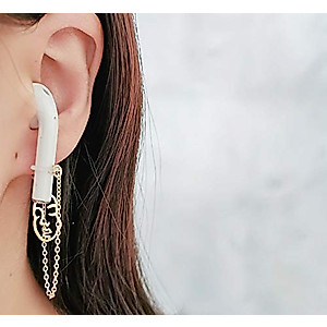 Airpod Earrings Anti Lost Earring Strap for Airpods Anti Lost Strap for Airpods Pro, Wireless Earhooks Earbuds Earphone Holder Connector, Compatible with Airpods 1 2 3 (Gold face Style)