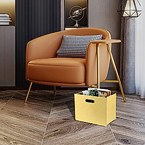 HofferRuffer Magazine Basket Holder, Foldable Magazine Rack, Document File Holder Organizer, File Folder, Newspaper Storage Bin Organizer for Home or Office, Home or Office (Yellow)