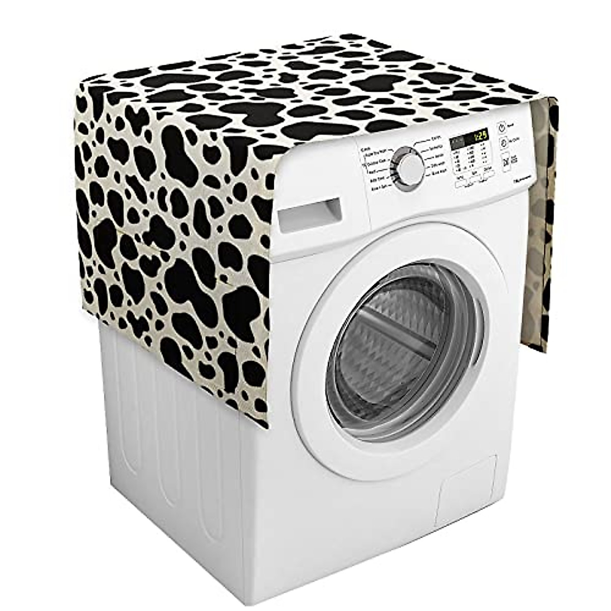 Cow Print Texture Pattern Washing Machine Dryer Top Cover Refrigerator Fridge Dust-Proof Cover with Storage Pockets Bags Sunscreen Cover Kitchen Christmas Decor