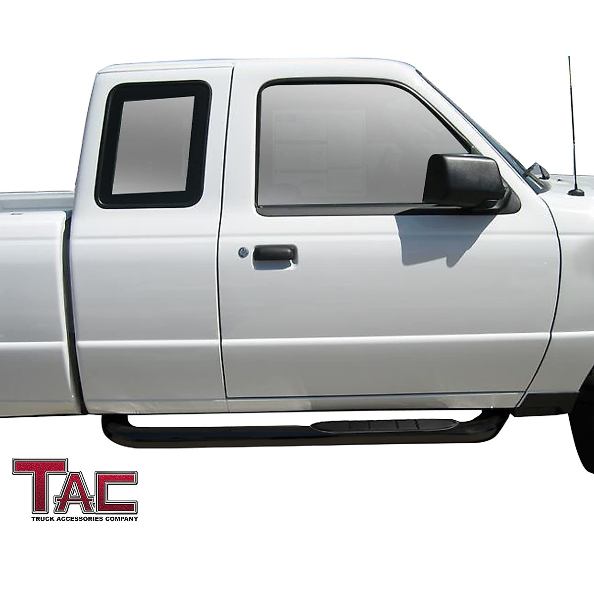 TAC Side Steps fit 1998-2011 Ford Ranger/Ranger Edge Super Cab 2DR / Mazda B Series Super Cab 2DR Pickup Truck 3" Black Side Bars Nerf Bars Running Boards Off Road Exterior Accessories (2 PCS)