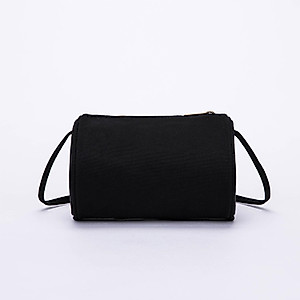 YONBEN Cross Body Bag Womens Casual Cylinder Shape Handbag Simply New Popular Shoulder Bag Lightweight Stylish (Black)