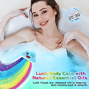 Rainbow Bath Bombs Gift Set, Handmade Organic 4 Pcs Bath Bombs for Kids Girls, Natural Kids Bubble Bath Fizzy, Stocking Stuffers for Kids, Christmas Gifts for Kids Women