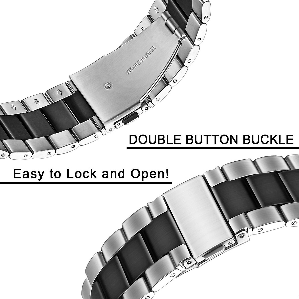 22mm Watch Band, For EIGIIS Military Smartwatch Straps, Stainless Steel Metal Replacement Straps Compatible for VALYV K22 Military Smartwatch/EIGIIS K22/EIGIIS K55 Smartwatch/Moowhsh HM09 Smartwatch