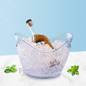 3-Pcs Ice Bucket - 4-Liter Food-Grade Clear Acrylic Champagne Bucket with Easy-to-Carry Handles, Fits 2 Wine Bottles or 5 Beer Bottles, Ideal for Parties