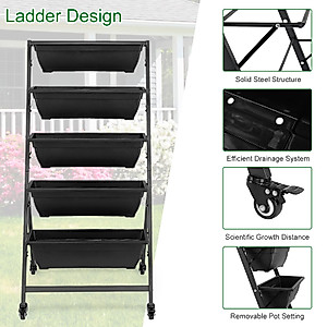 Generic 5 Tiers Vertical Garden Bed, Vertical Garden Planter Indoor and Outdoor, Vertical Elevated Garden Bed Perfect for Vegetables Flowers Herbs