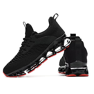 Womens Slip-ins Running Shoes Blade Tennis Walking Sneakers Comfortable Fashion Non Slip Work Sport Shoes Gym Trainers Black/Red