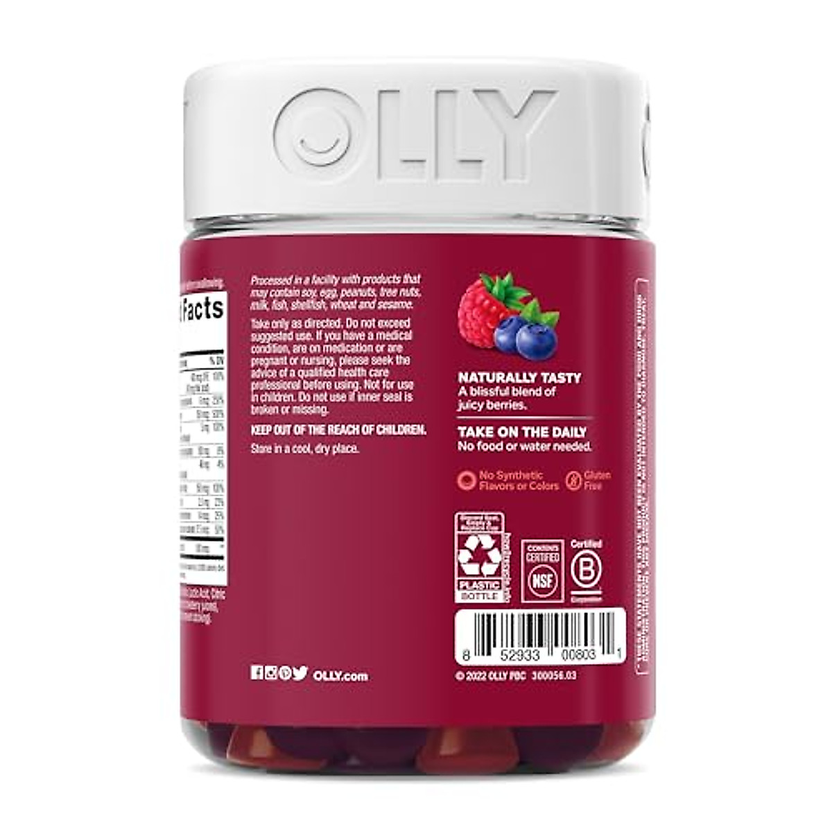 OLLY Women's Multivitamin Gummy, Vitamins A, D, C, E, Biotin, Folic Acid, Adult Chewable Vitamin, Berry Flavor, 65 Day Supply - 130 Count (Packaging May Vary)