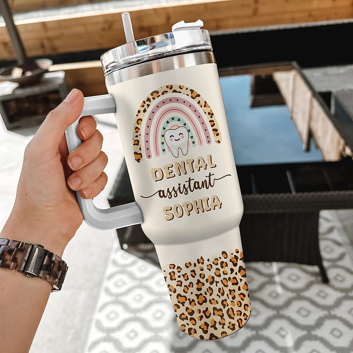 Hyturtle Personalized Dentist Tumbler - Dental Hygienist Gift For Women - Gifts For Dentists - Dental Assistant Gift - Gift for Appreciation Week - Custom Name Tumbler 40oz Stainless Steel Coffee Cup