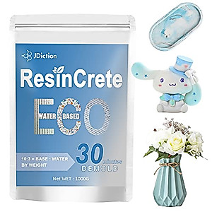 JDiction ResinCrete, 1000g Water Based Casting Resin for Beginners, 20-30Minutes Demold, Fast Curing Terrazzo Resin, Self Leveling, Easy Mix Casting and Coating Resin