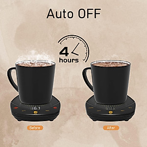 HX HECLX Mug Warmer Coffee Warmer for Desk Heater Accessories 131℉/149℉/167℉ Adjustable Temperature 25W 4h Auto Shut Off-Setting Cup Warmer for Coffee, Beverage, Milk, Tea, Water (Mug Not Included)