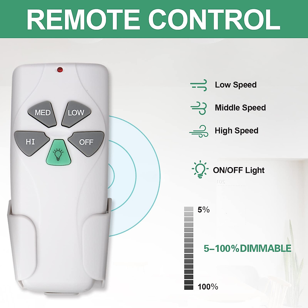 Homeybuff Ceiling Fan with Lights Remote Control, 60-Inch, Brushed Nickel(3 Blades), Dimmable LED Light