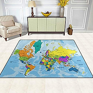 ALAZA Colorful World Map Area Rug Rugs for Living Room Bedroom 7' x 5'