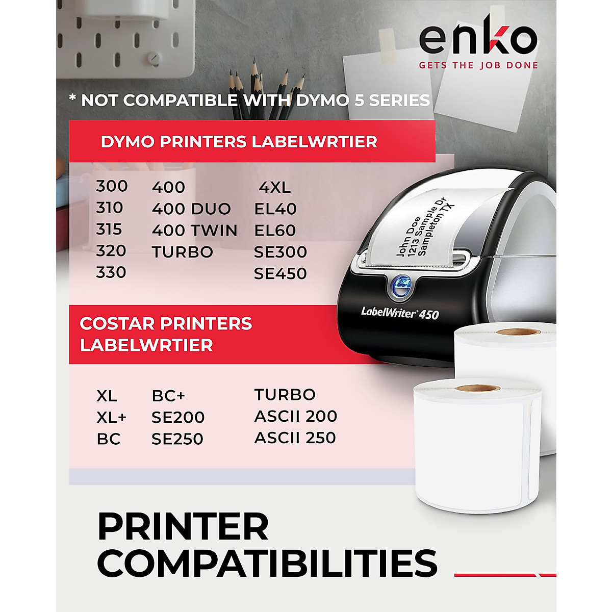 enKo (24 Rolls, 5280 Labels) Address & Shipping Labels 30323 (2-1/8 x 4") Compatible for Dymo LabelWriter