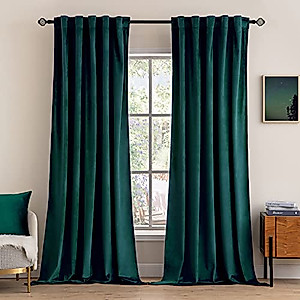 MIULEE Velvet Curtains Luxury Blackout Curtains for Bedroom Living Room Thermal Insulated Christmas Home Decor Super Soft Window Drapes Rod Pocket & Back Tab, Emerald Green, W52 x L72 inches, 2 Panels