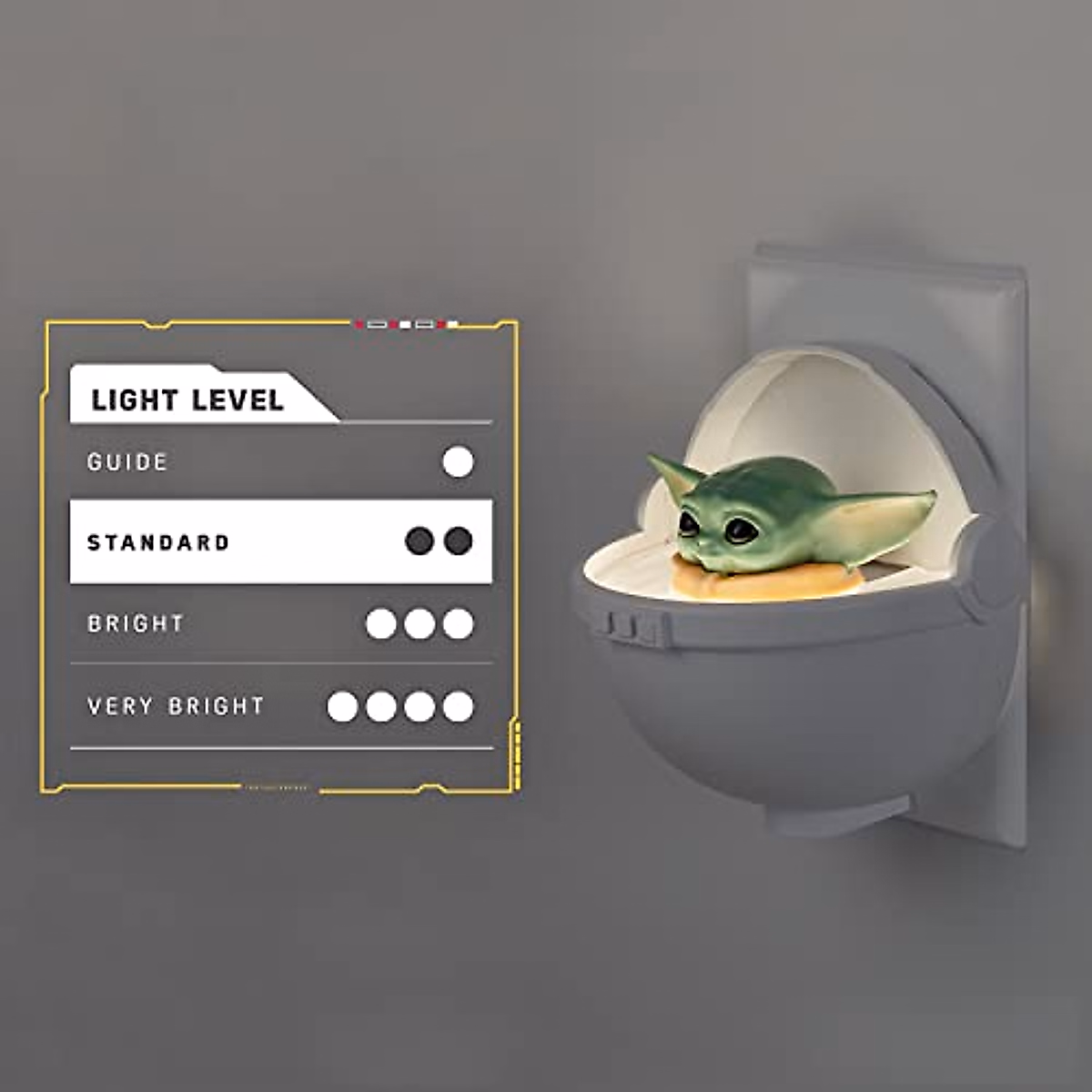 STAR WARS LED Night Light, Baby Yoda Floating Carrier, Plug-in, Dusk-to-Dawn Sensor, The Mandalorian, Grogu, UL-Certified, Cute Nightlight for Kids, Bedroom, Bathroom, Hallway, Game Room, 53234
