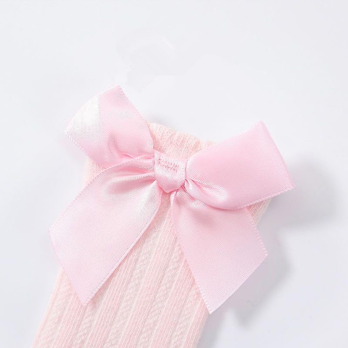 QandSweet Baby Girl Knee-High Socks Toddlers Bow Stockings Newborn Infant Non-Slip Sock (0-12 Months, A Non-skid 5 Pairs)