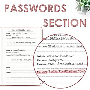 JXSELECT Elegant Address Book with Alphabetical Tabs, Hardcover Address Log Book & Password Keeper, with Contacts, Phone Numbers, Birthdays, Anniversaries and Notes Section (5.2x7.7") (Rose Gold)