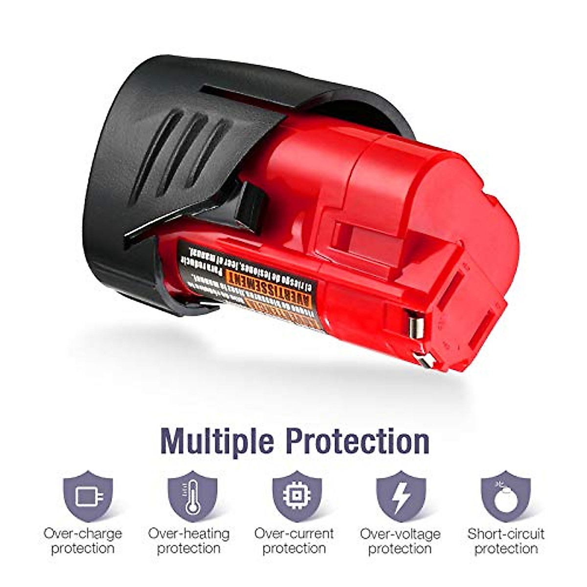 2 Pack 3000mAh M12 Replacement Battery for Milwaukee M12 Battery, Compatible with Milwaukee M12 XC Cordless Power Tools Replace for 48-11-2401, 48-11-2402, 48-11-2440, 48-11-2411