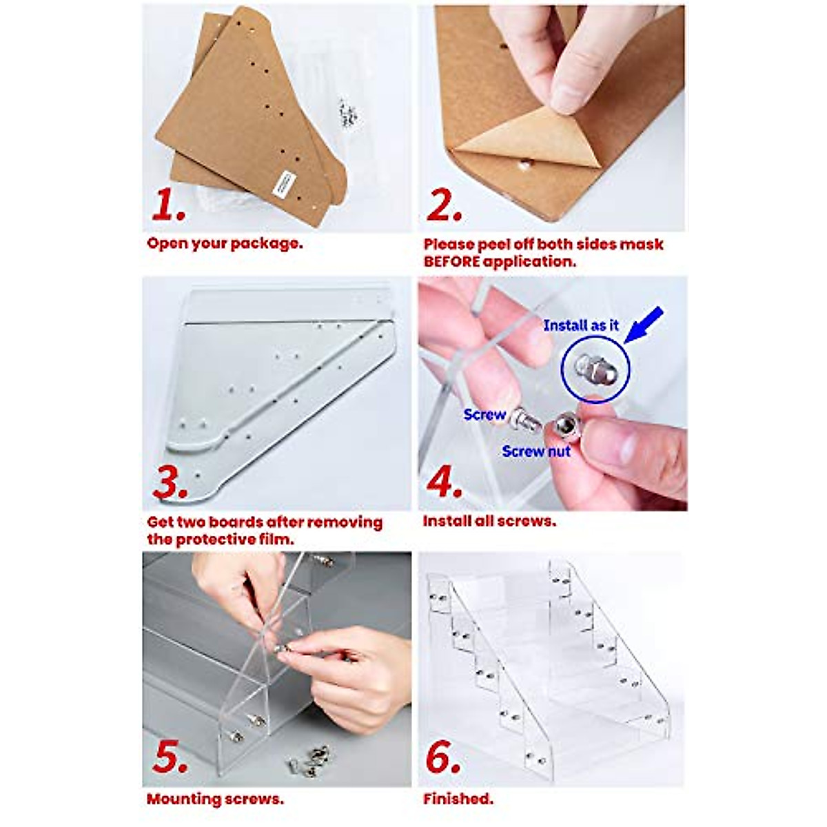 AmHoo Acrylic Spice Rack - 5 Tiers Seasoning Shelf Kitchen Spice Rack Organizer for Cabinets