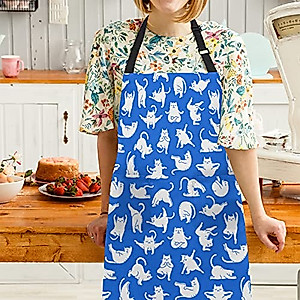 XMNYGJ Adjustable Bib Apron Unisex Yoga Cat Waterproof Chef Aprons with 2 Pockets Long Waist Tie for Kitchen Cooking Crafting BBQ Drawing Baking Gardening Salon