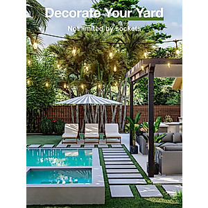 addlon 54FT(48+6) Solar String Lights Outdoor Waterproof with USB Port & Remote Control Dimmable Solar Patio Lights IP65 Solar Powered Edison LED Bulbs for Outside Bistro Camping