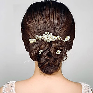 Sppry Wedding Pearl Hair Combs Set of 5 PCS - Elegant Hair Accessories for Bridal Women (Gold)