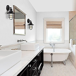 Globe Electric 59123 1-Light Wall Sconce, Dark Bronze, Removable Cage Shade, Wall Lighting, Wall Lamp Dimmable, Wall Lights for Bedroom, Kitchen Sconces Wall Lighting, Home Décor, Home Improvement