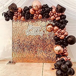 136Pcs Rose Gold Balloon Arch Garland Kit, Black and Rose Gold Balloons with 22Inch 4D Foil Balloons for Women Girls Party Birthday Wedding Bridal Shower Bachelorette Engagement Anniversary Graduations Retirement New Year Party Supplies Backdrop Decoratio