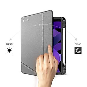 tomtoc Vertical Case for 2024 11 Inch iPad Air M2, 10.9 Inch iPad Air 5th/4th Gen, Protective iPad Case with iPad Pencil Holder, Magnetic Kickstand for 3 Use Modes