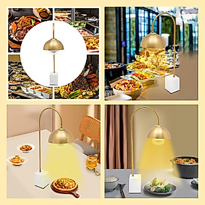 Food Heat Lamp,250W Countertop Food Heating Lamp w/Explosion-Proof Infrared Bulb,3200K 122°F Freestanding Compact Food Warmer Light,Stainless Steel+Marble Base Commercial Heat Lamp for Food, Bronze
