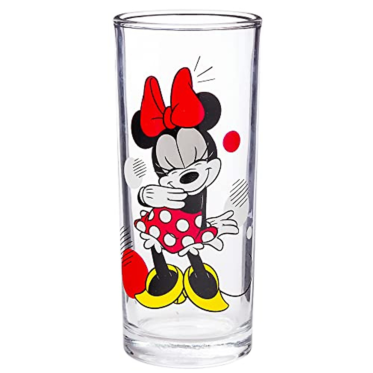 Silver Buffalo Disney Minnie Red Stripe Dots 4 Pack Tumbler Glass Set, 10 Ounces