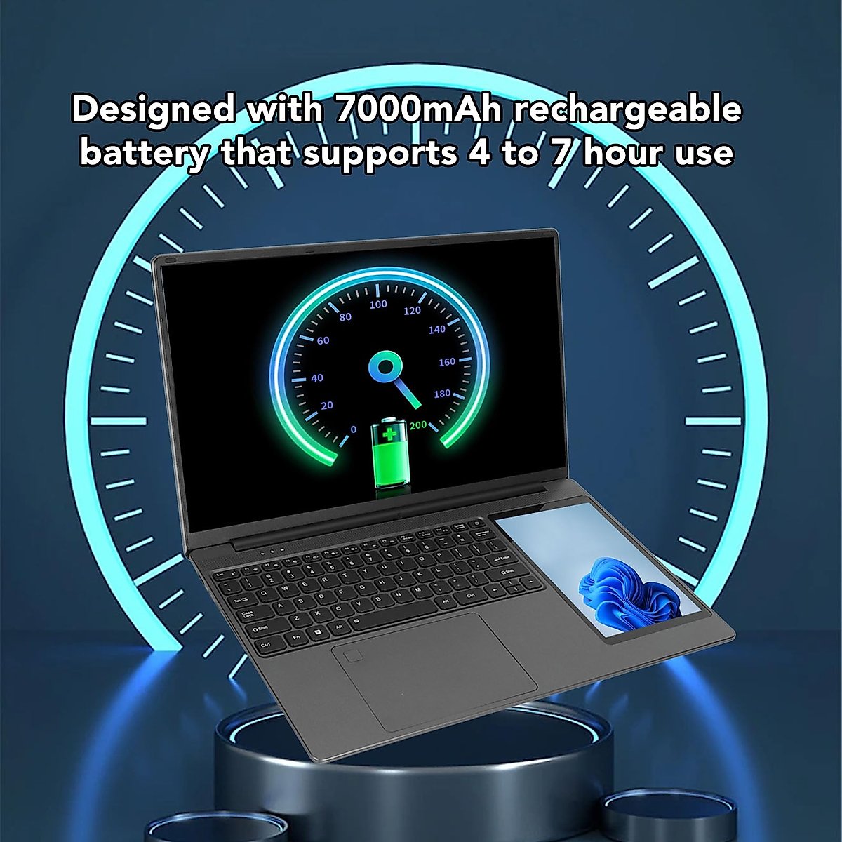 PUSOKEI Dual Screen Laptop,1920 x 1080 15.6inch 7inch Notebook for Win 11, Secondary Screen with Touch, LPDDR4 16GB RAM, Quad Core CPU Travel Laptops Computer with Camera,Keyboard