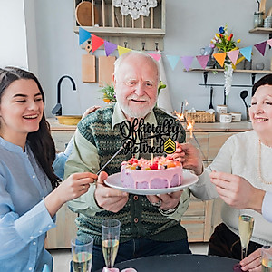 Black Glitter Officially Retired Cake Topper, Happy Retirement/Enjoy Retirement/I'm Retired Asked Someone Else, Army Themed Retirment Party Decorations(E-6)