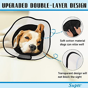 Supet Dog Cone for Dogs After Surgery, Soft Dog Cones for Large Medium Dogs, Comfortable Elizabethan Collar for Dogs to Stop Licking, Adjustable Pet Recovery Collar for Small Dogs