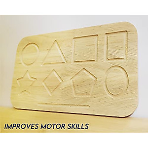 Reversible Prewriting/Shapes Tracing Board - Learning for Toddlers - Wooden Shapes - Shapes Tracing for Toddlers - Montessori Letters - Montessori Toys for 3 Year Old 4 5 6 - Preschool Classroom Toys