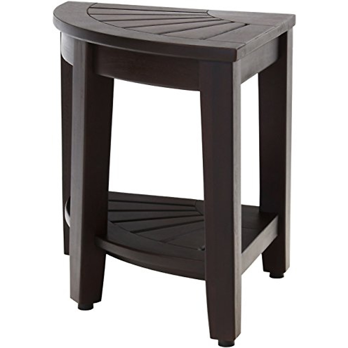 AquaTeak 15.5" Kai Corner Mocha Teak Shower Bench with Shelf