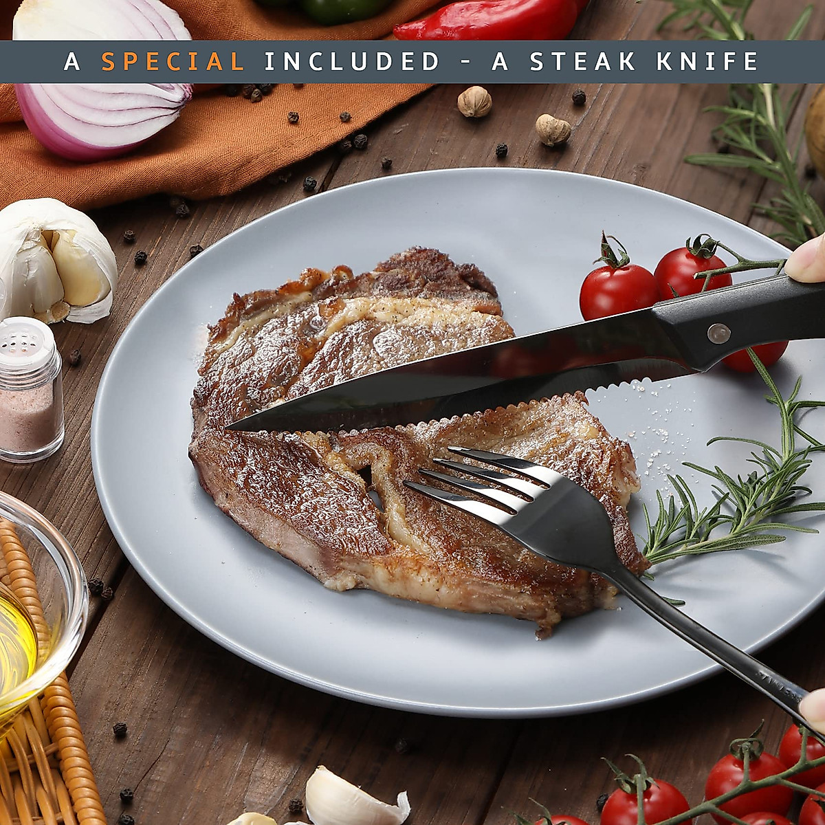 Portable Travel Utensils Set, Travel Camping Cutlery Set, Reusable Stainless Steel Flatware Set with Case for Office School Picnic (Black)