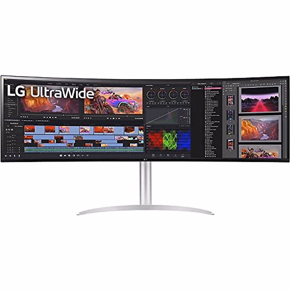 LG 49WQ95C-W 49 Inch 32:9 Curved UltraWide DQHD (5120 x 1440) Nano IPS Monitor, NVIDIA G-SYNC Compatible & AMD FreeSync Premium Pro, HDMI 2.1 & USB Type-C (90W PD), Tilt/Height/Swivel Adjustable