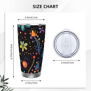 AYCZN Abstract Flower 20 OZ Tumbler Stainless Steel Travel Coffee Mug, Boho Floral Insulated Water Bottle with Lid and 2 StrawsLeakproof Thermal Cup