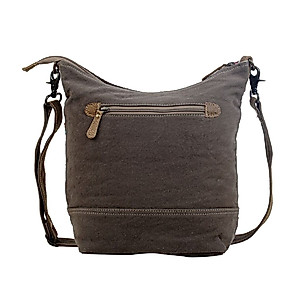 Myra Bag Layered Shoulder Bag Upcycled Cotton & Cowhide Leather S-2858