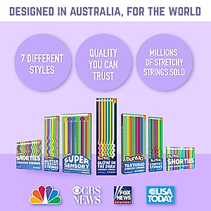 BUNMO Glow in The Dark Stretchy Strings 6pk | Calming Sensory Toy | Perfect Fidget Toy for Anxiety & Stress | Addictive & Fun | Party Favors for Kids | Stimulating & Soothing Fidget Toy