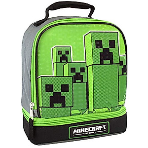 Minecraft Lunchbox Creeper Zip Compartment Green Lunch bag One Size