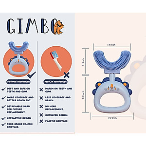 GIMBO U Shaped Toothbrush for Kids with Food Grade Silicone Brush Head (Pink)
