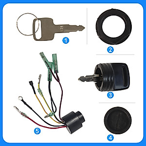 KALANBAY Ignition Key Switch 87-17009A2 87-17009A5 for Mercury Outboard Motors Remote Control Box, 6 Wire Key Starter Switch 3-Position Off-Run-Start