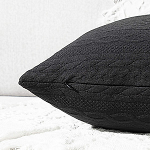 Yaertun Pack of 2 Super Soft Decorative Throw Pillow Covers Square Cushion Cases Pillowcases for Couch Sofa Bedroom Car Modern Embossed Patterned,16 x 16 inch,Black