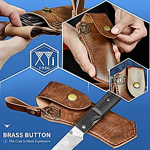 XYJ 2pcs/set Leather Knife Sheath For Camping Folding Knives Carry Knife Edge Guard Knife Cover Sleeves Universal Knife Holster Pocket Knife Case