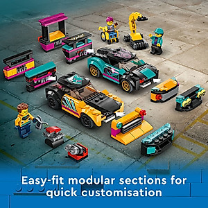 LEGO City Custom Car Garage 60389, Toy Garage Building Set with 2 Customizable Cars and Car Accessories, Pretend Play Mechanic Toy with 4 Minifigures, Gift Idea for Christmas for 6 Year Old Kids