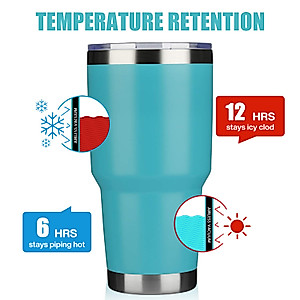 MEWAY 30oz Tumbler Double Wall Vacuum Insulated Travel Mug, Stainless Steel Tumbler with Lid, Durable Powder Coated Insulated Coffee Cup for Cold & Hot Drinks (Lake Blue,1 PACK)